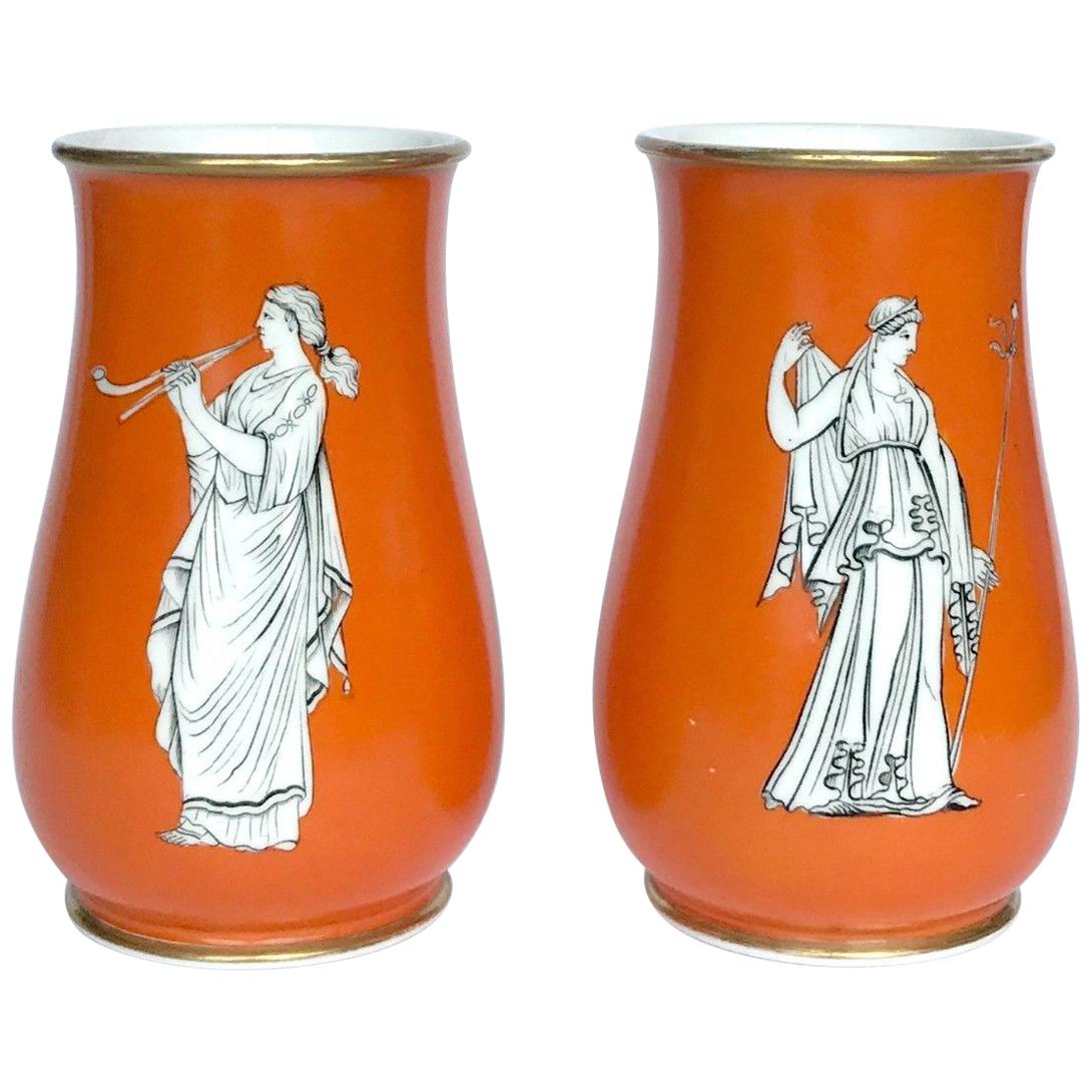 19th Century Pair Samuel Alcock Neo-Classical Porcelain Vases at 1stDibs