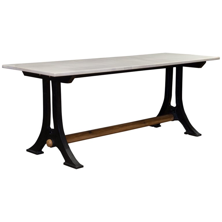 19th Century French Baker's Marble Work Table, circa 1800s at 1stDibs
