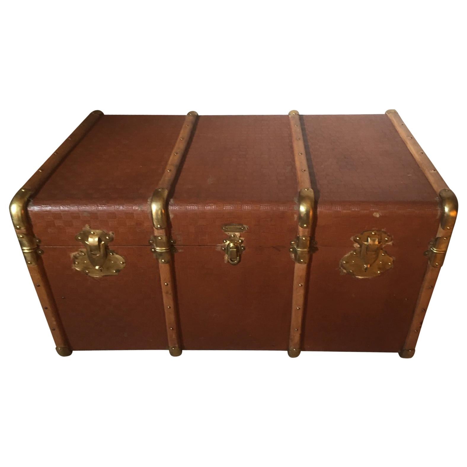 1930s Winship Vulcanized US Navy Travel Servicemens Trunk Bench Table ...