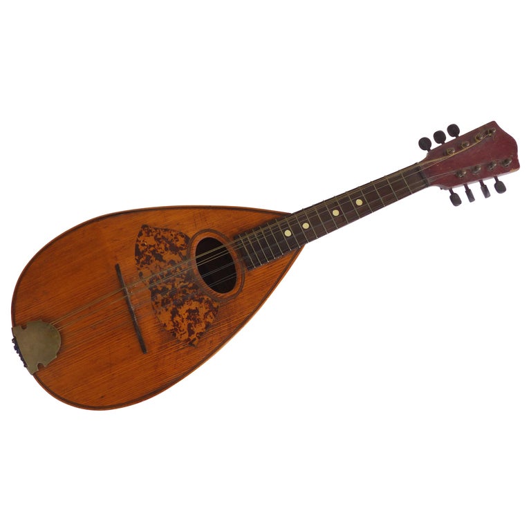 Antique Victorian Mandolin with String Inlay, Tortoise Pick Guard For ...
