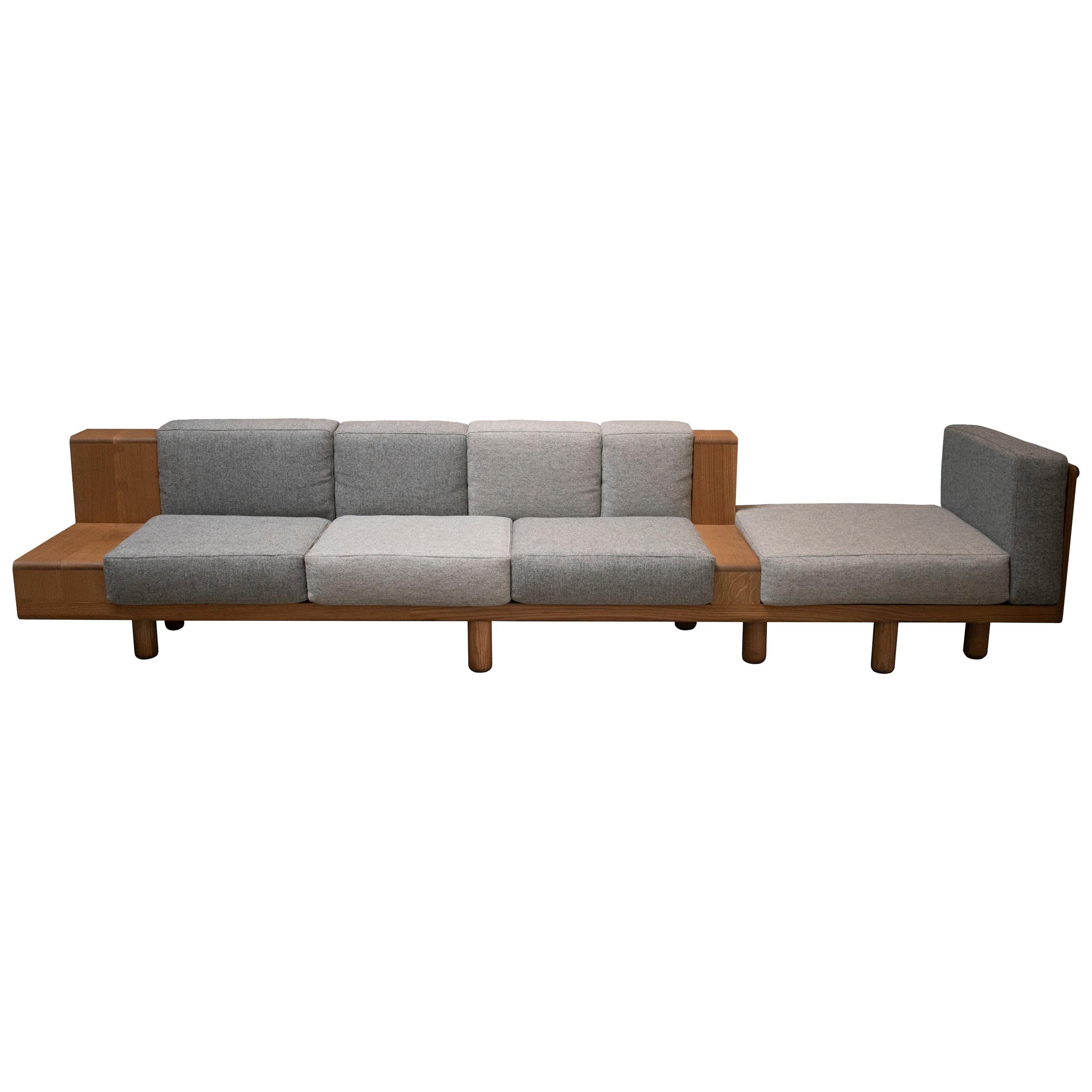 Two Way Sofa in White Oak Frame with Kvadrat Fabric Cushions For Sale ...