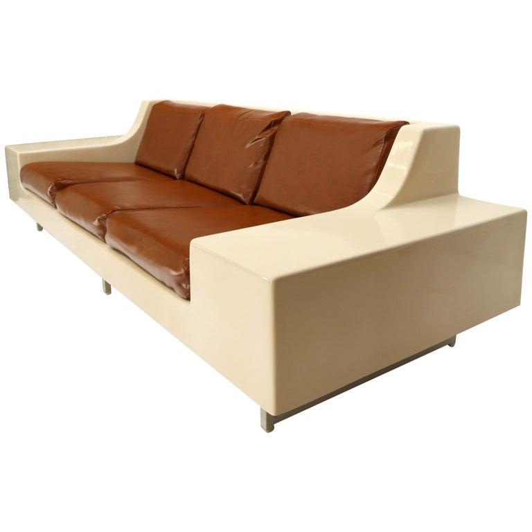 Mid-Century Modern 3-Seat Fiberglass Sofa with End Tables at 1stDibs ...