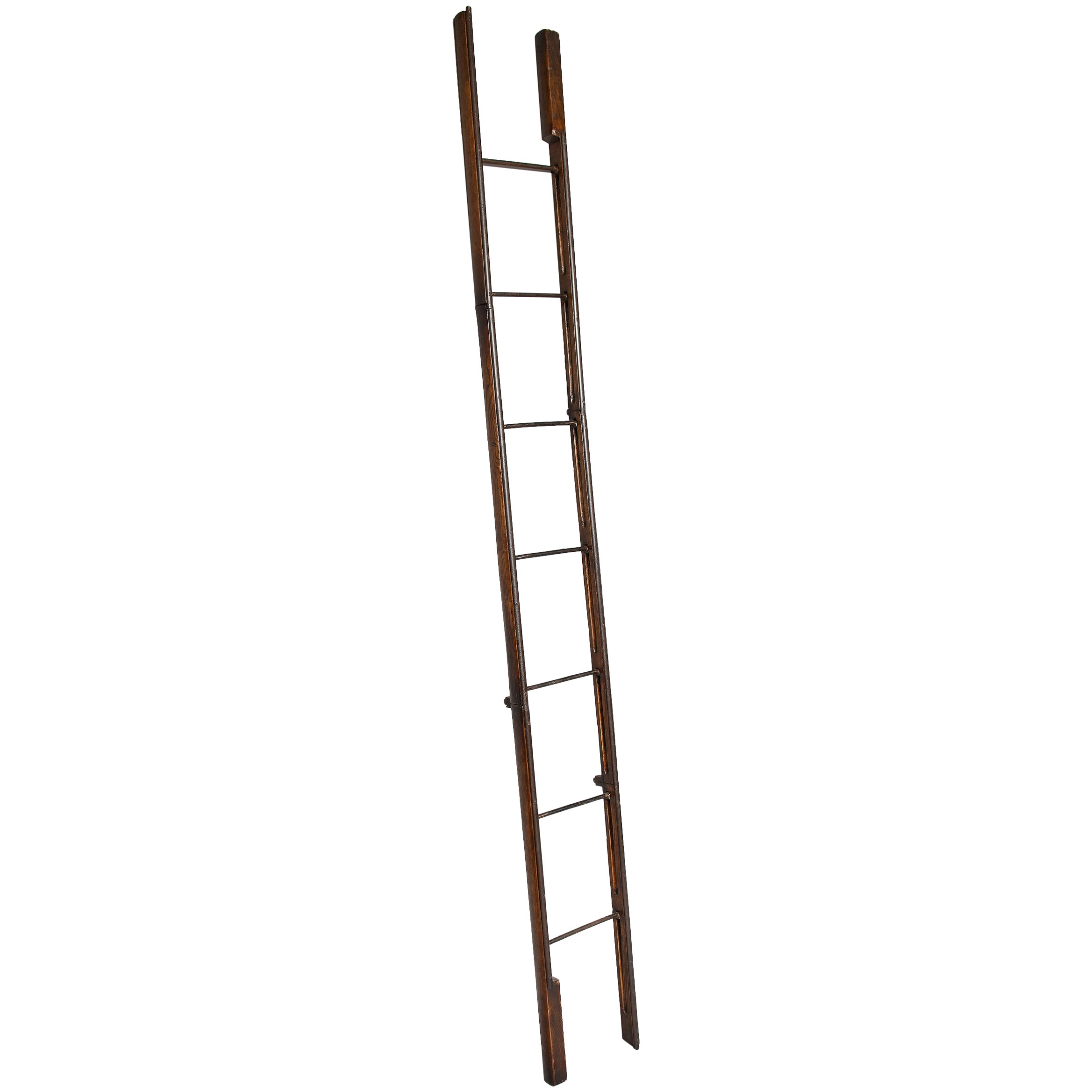 Italian Folding Iron and Wood Ladder, Early 1900s For Sale at 1stDibs