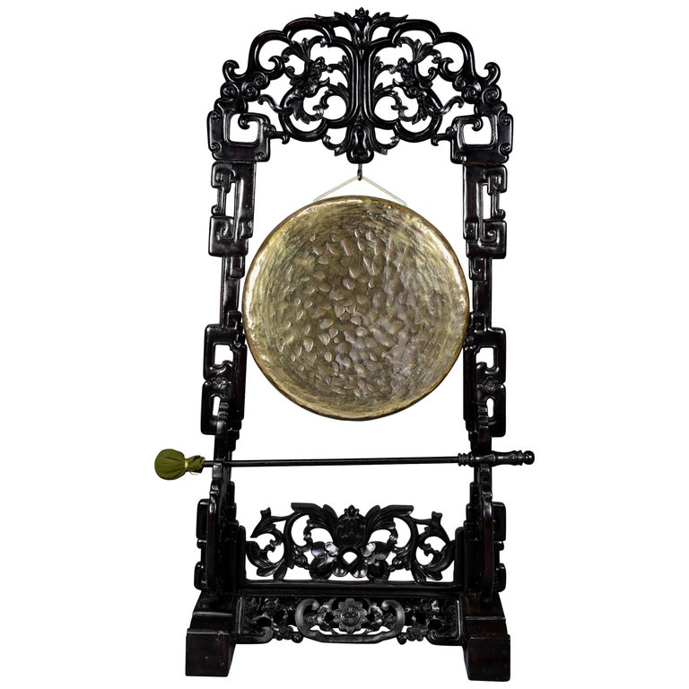 Large Fine Quality Late 19th Century Chinese Hardwood Dinner Gong with ...