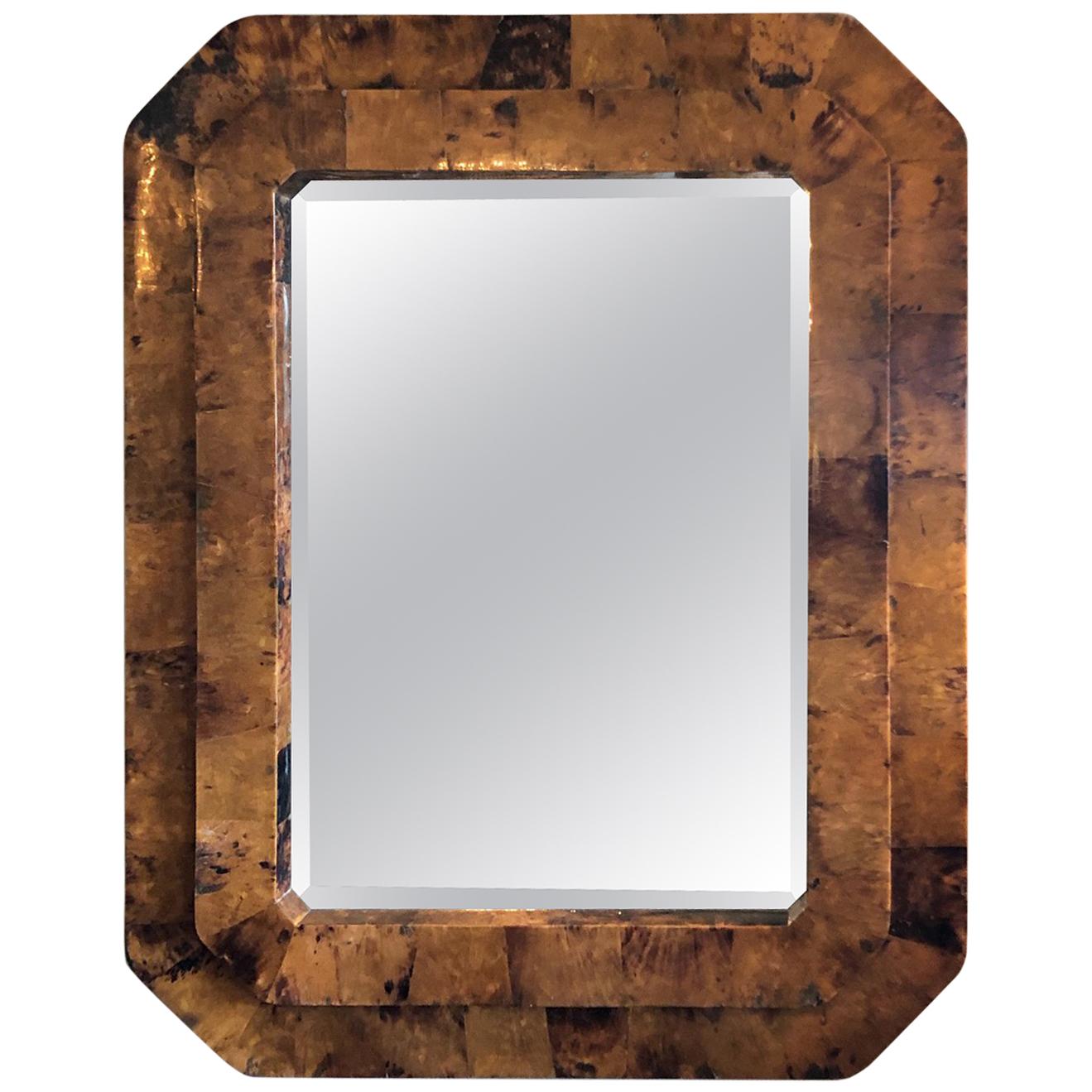 Duel Tiered Lacquered Tortoise Shell Mirror For Sale at 1stDibs