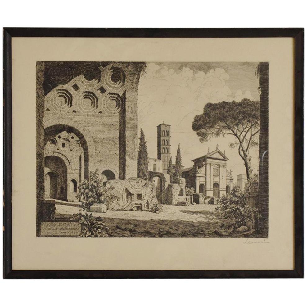 1960s Italian Architectural Etching Secret Message Inside signed ...