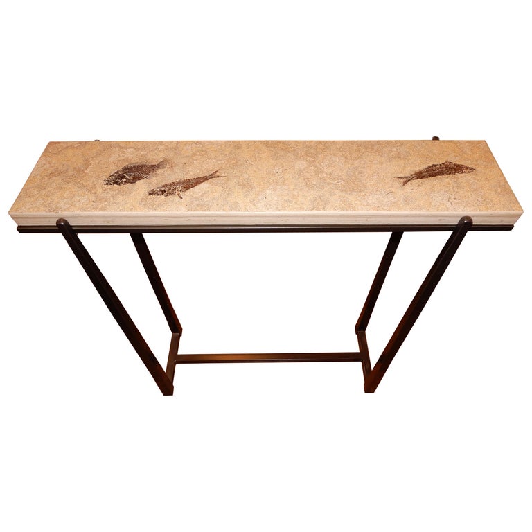 Rare One of a Kind Ancient Fossils Console Table at 1stDibs