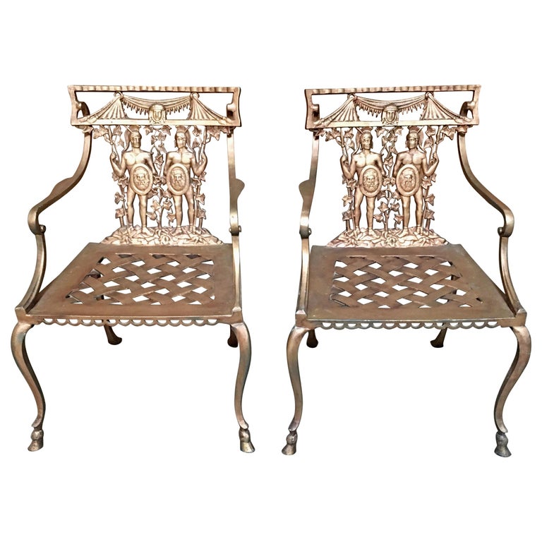 Pair of Romanesque Garden Chairs For Sale at 1stDibs