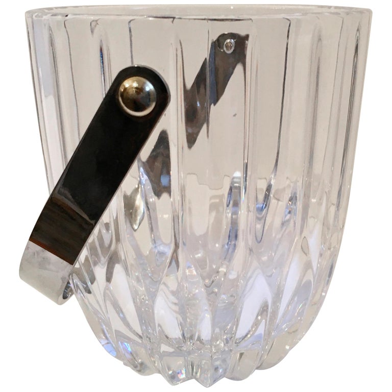 Crystal Ice Bucket with Nickel Handle For Sale at 1stDibs | crystal ice ...