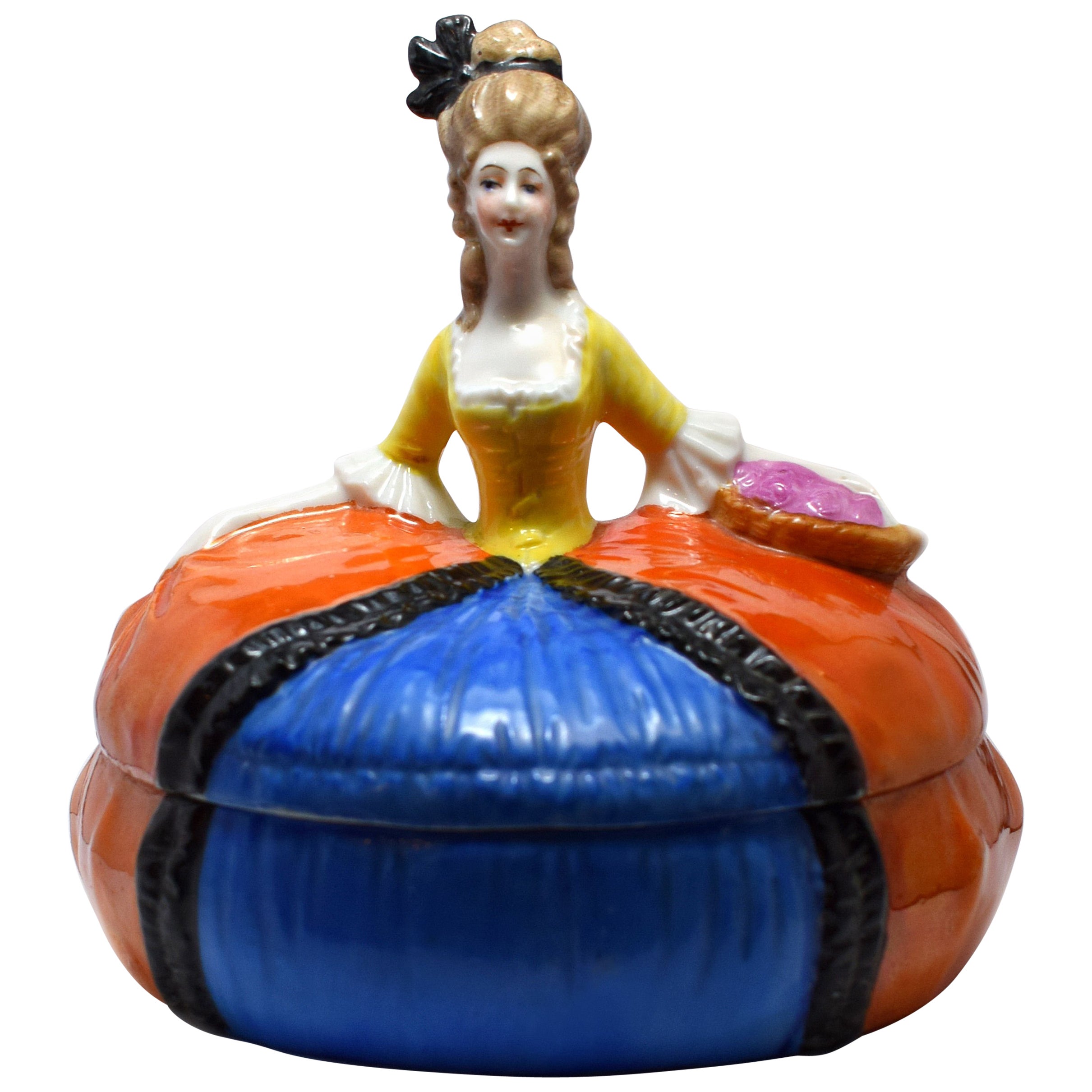 Art Deco Half Doll Powder Box, 1930s at 1stDibs