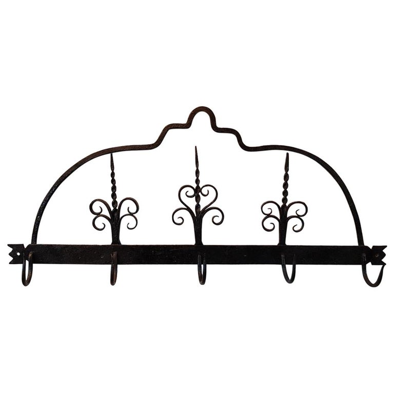 18th Century Dutch Wrought Iron Wall Rack for Fireplace Tools at 1stDibs