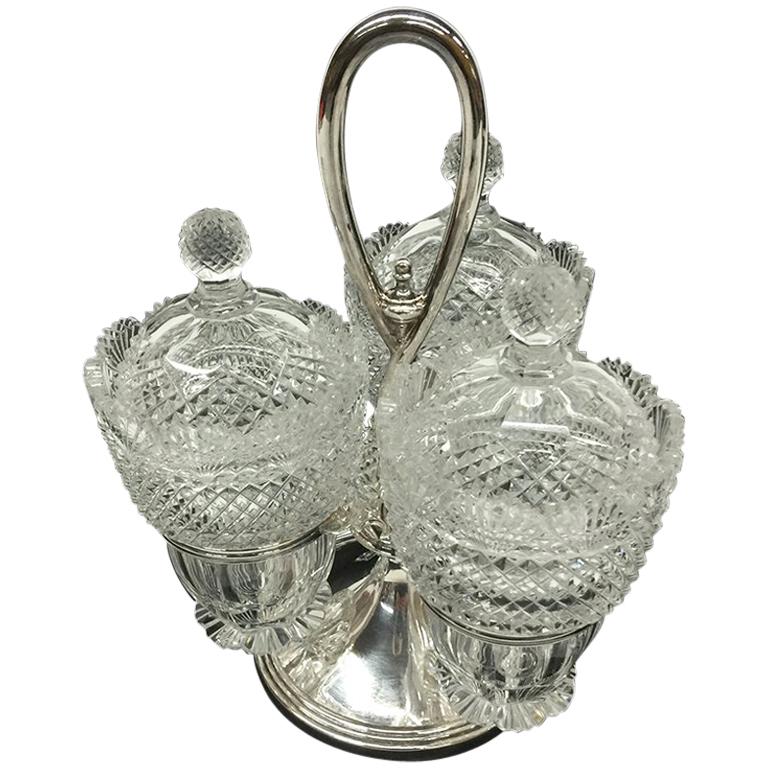 Dutch Silver Crystal Cut Table Set, 19th Century at 1stDibs