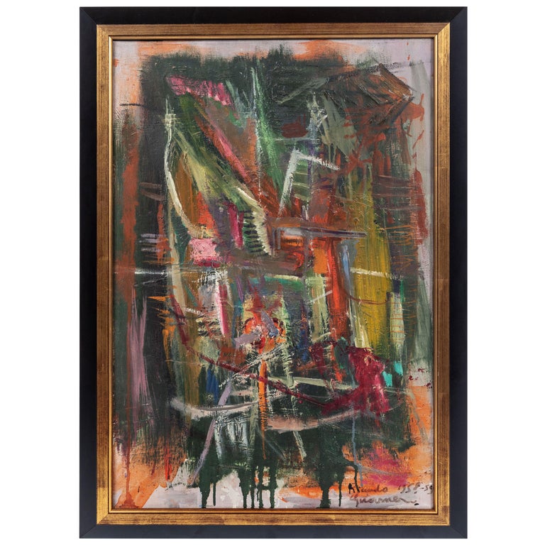 Signed, Original, Italian Abstract Painting For Sale at 1stDibs