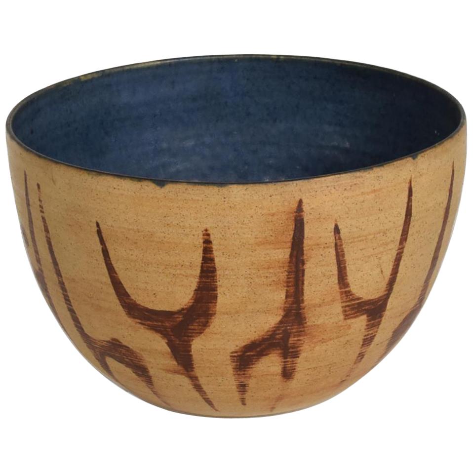 Mid-Century Modern Bowl with Beautiful Decoration, Earth Tones with ...