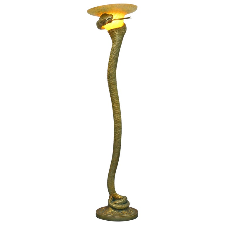 Rare Snake Floor Standing Lamp after Edgar Brandt at 1stDibs