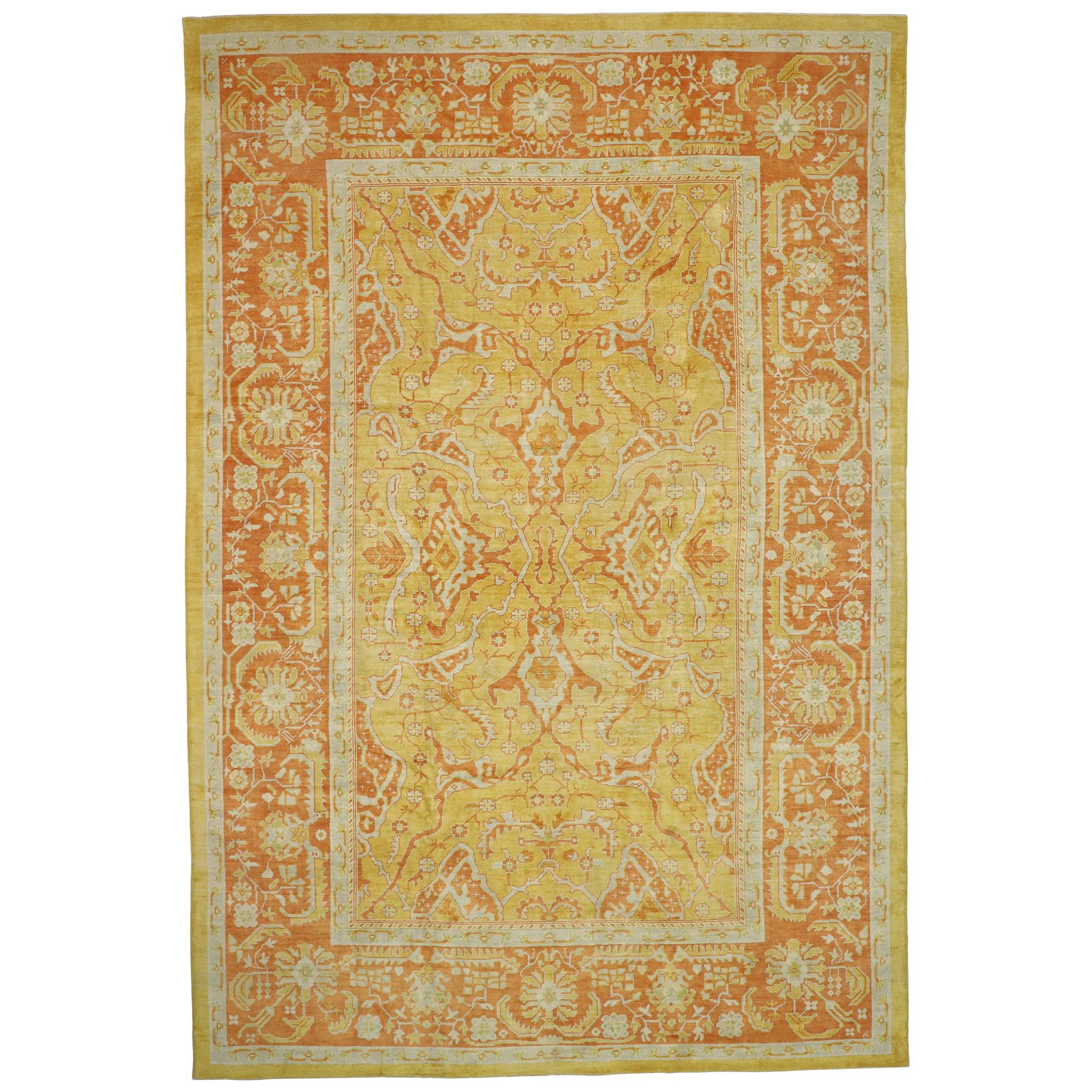 New Contemporary Turkish Oushak Rug with Rustic Tuscan Style For Sale ...
