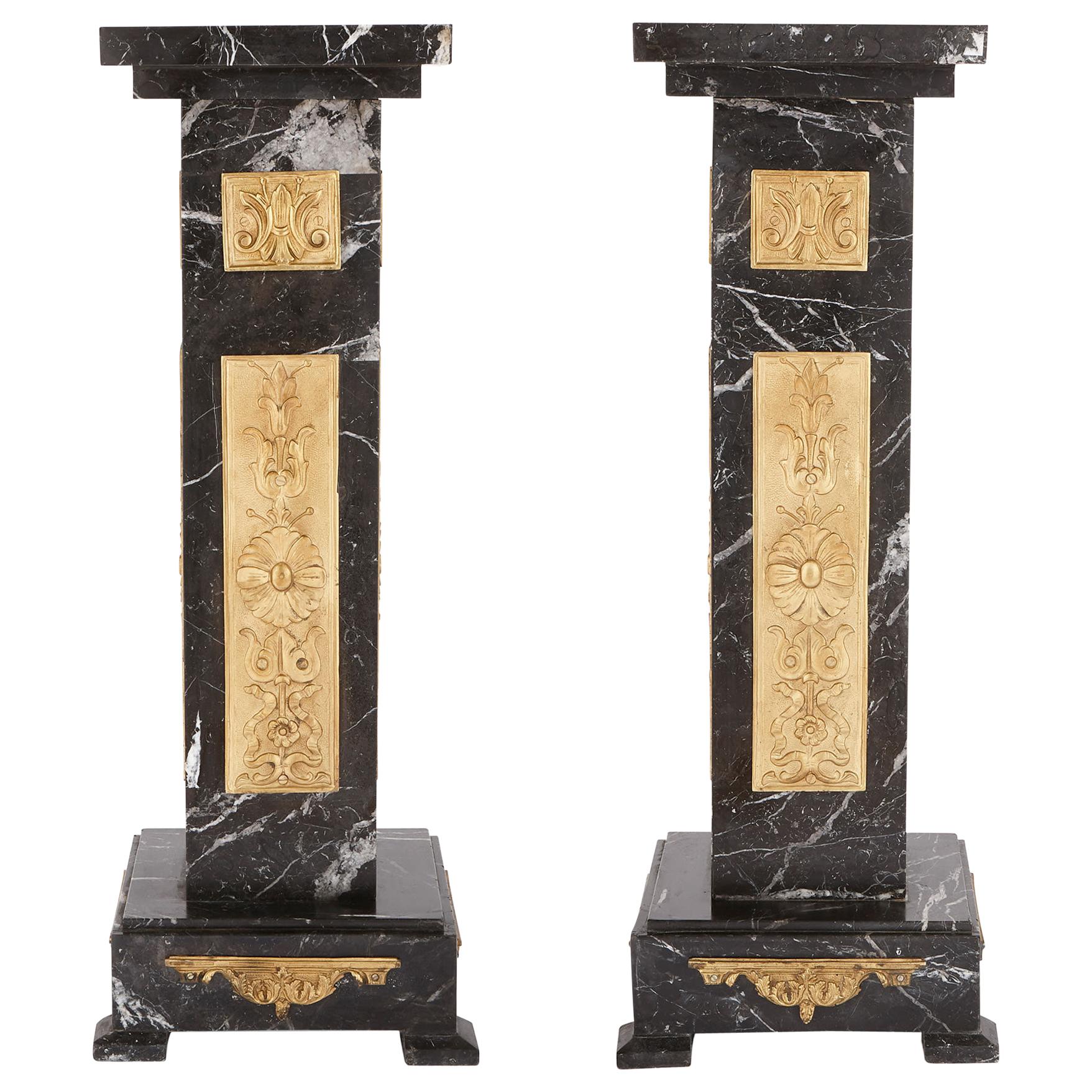 Two Art Deco Black Marble and Gilt Bronze Stands at 1stDibs