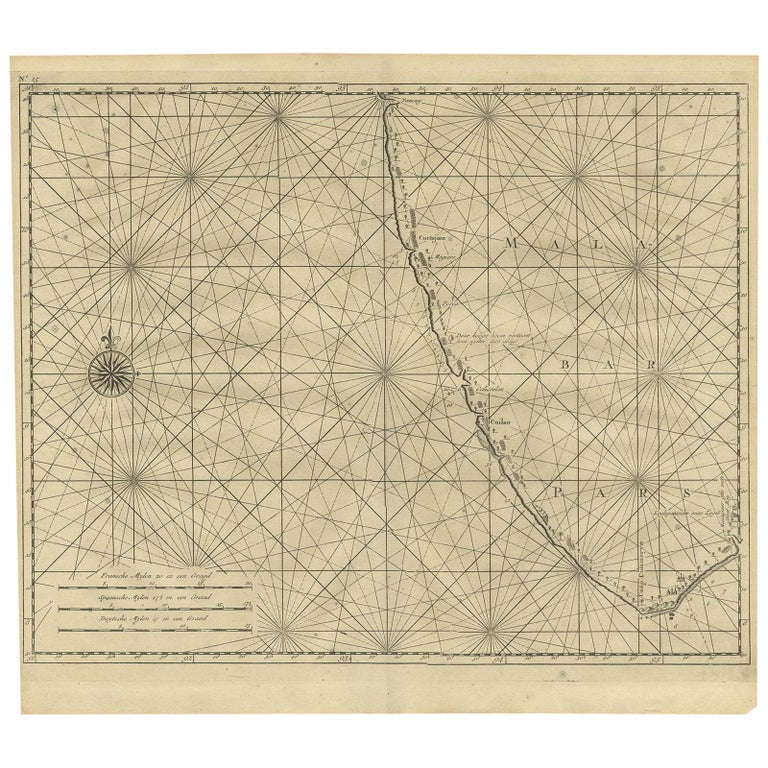 Antique Map of Malabar Coast by Valentijn, 1726 For Sale at 1stDibs