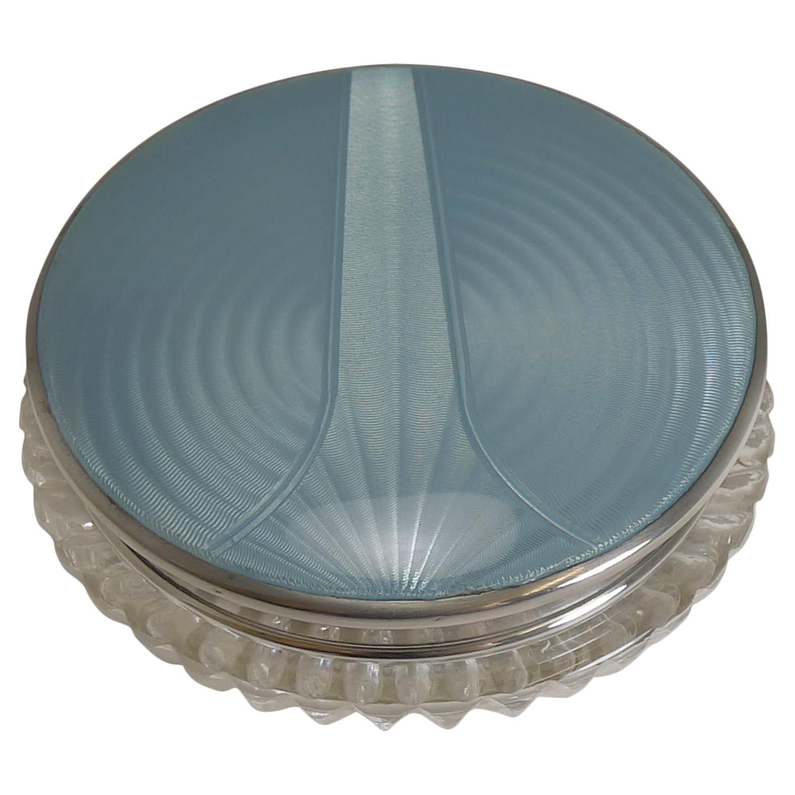 Vintage Art Deco English Sterling Silver and Guilloche Enamel Lidded ...