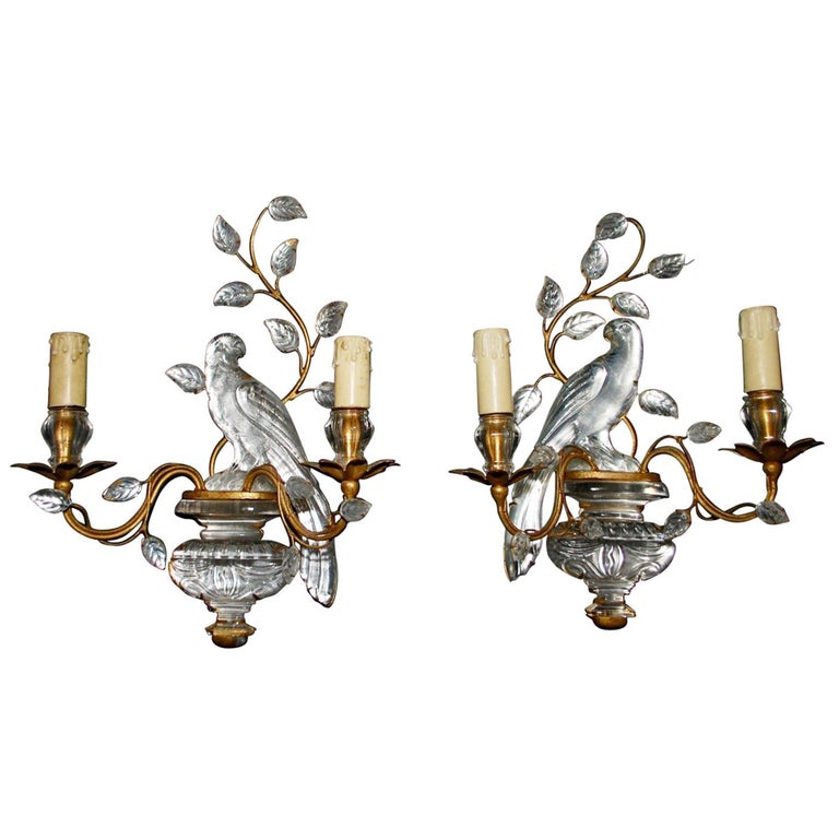 Beautiful and Elegant Pair of French bird Sconces by Maison Baguès at ...