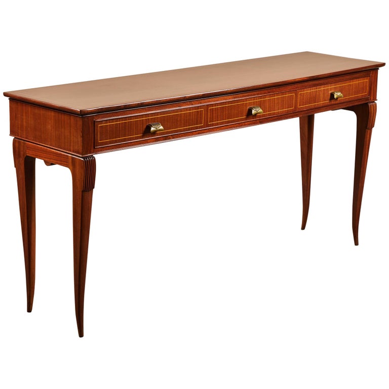 Mid-20th Century Italian Console with 3 Drawers For Sale at 1stDibs