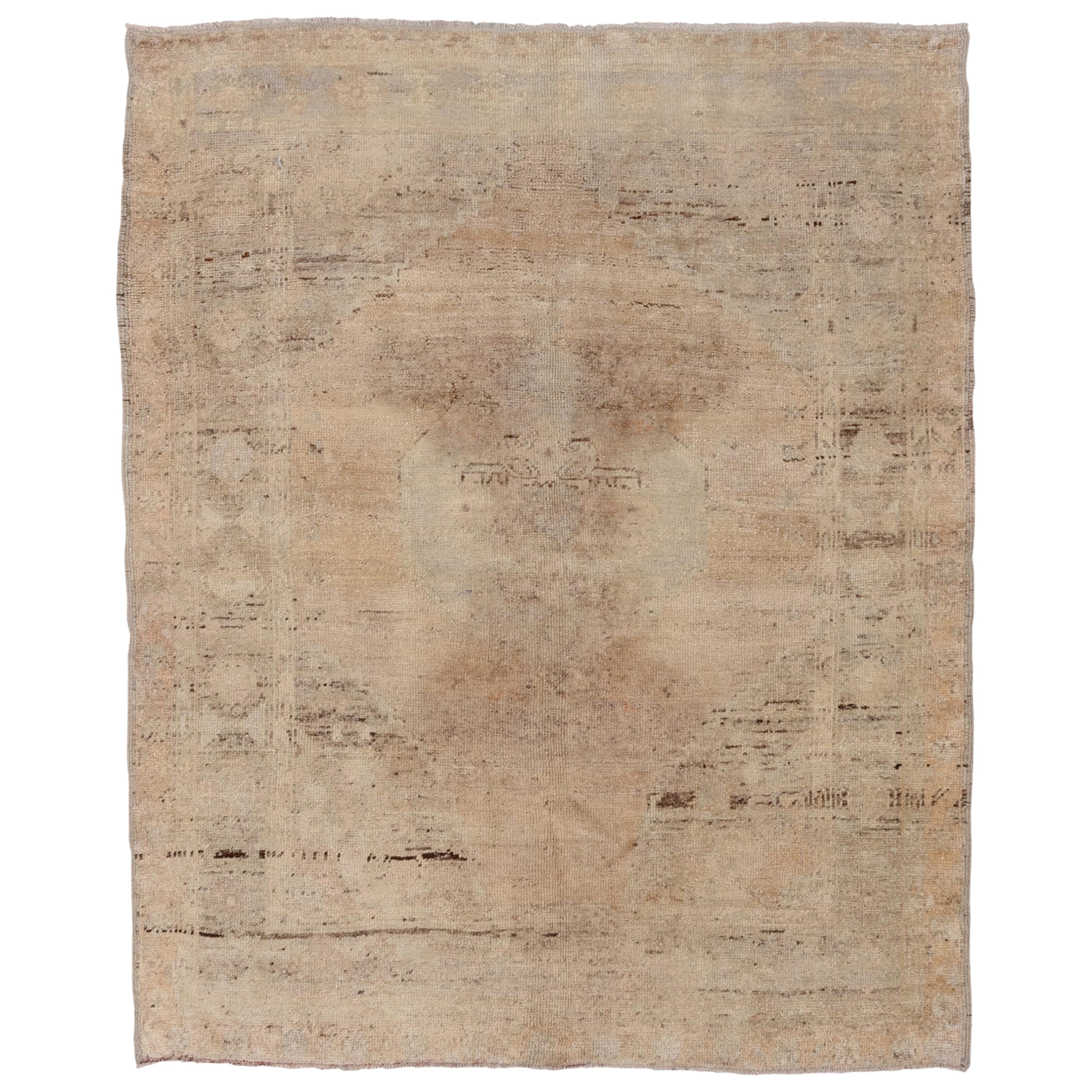 Neutral Oushak Rug, Square, circa 1920s at 1stDibs