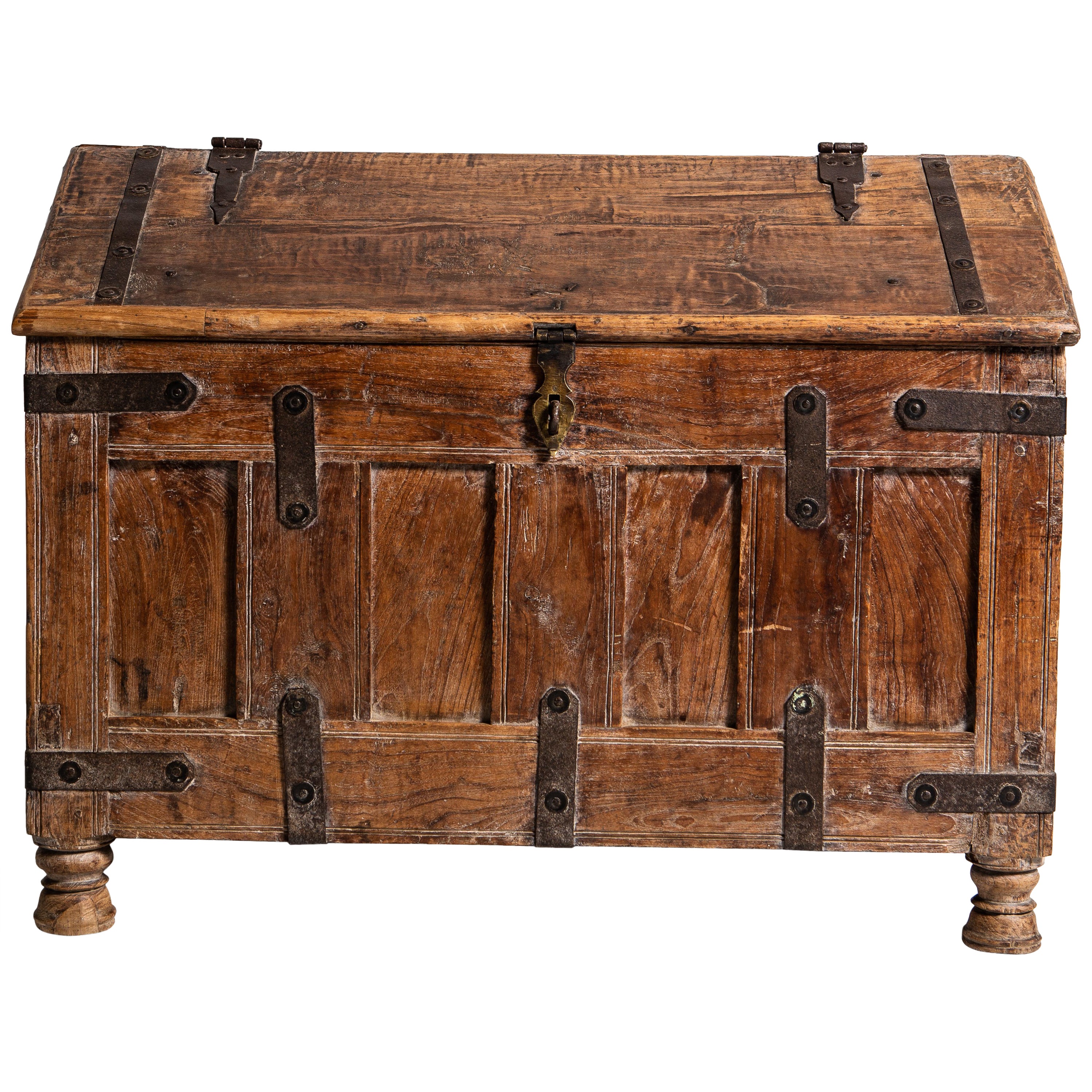 Rustic Moroccan Wooden Trunk Chest For Sale at 1stDibs
