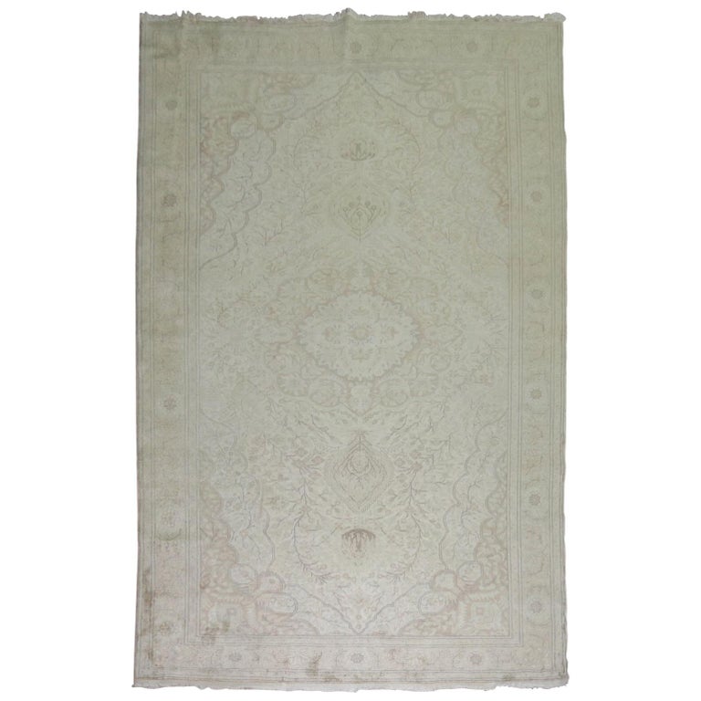 White Color Vintage Turkish Rug For Sale at 1stDibs