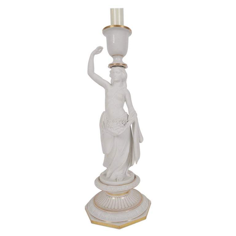 European Female Figure Bisque Lamp For Sale at 1stDibs