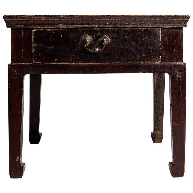Late Qing Dynasty Small Square Table with Drawer For Sale at 1stdibs