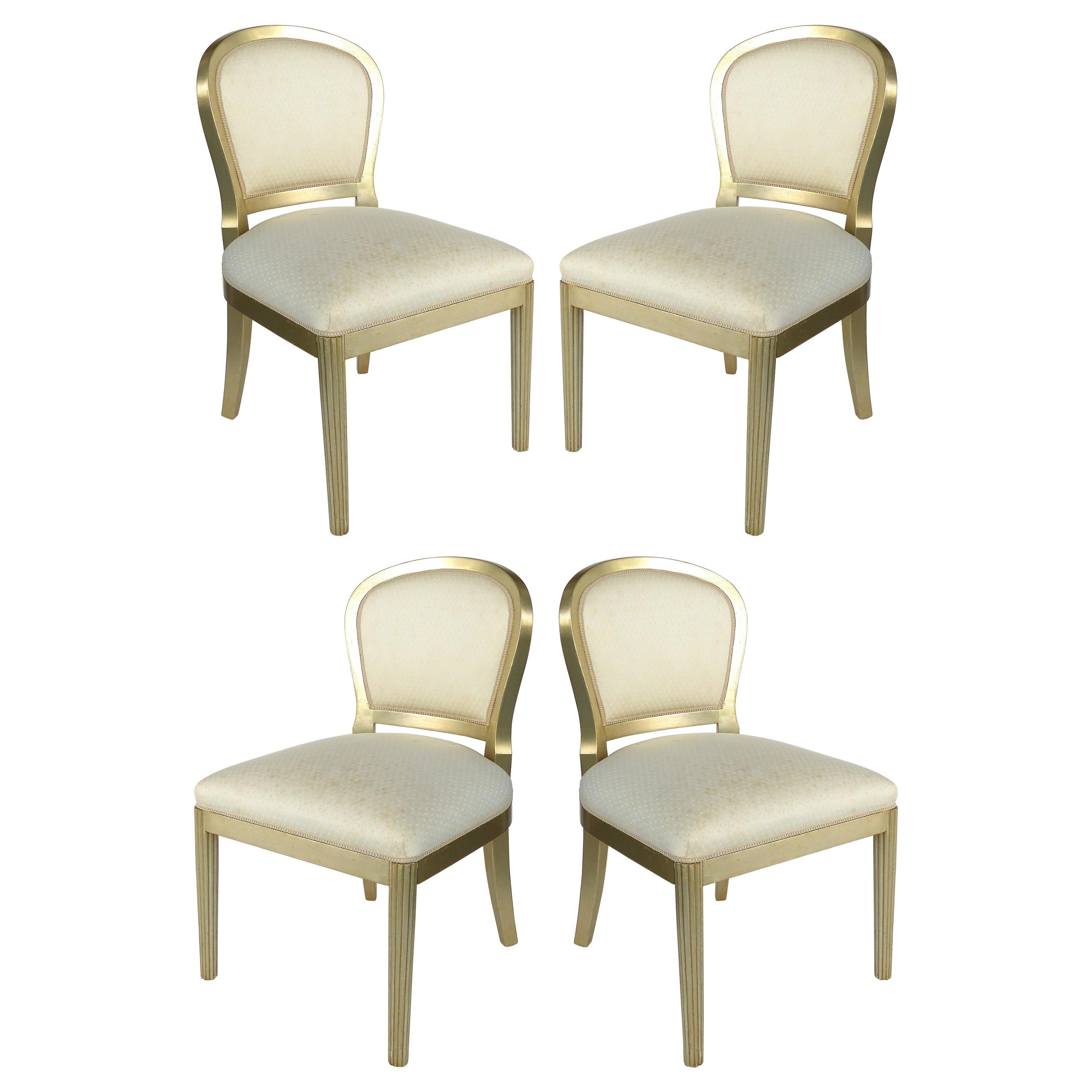 Silver Leaf Dining Chairs with Fluted Legs, Set of 4 at 1stDibs