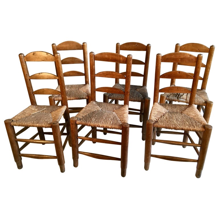 Set of 6 Rustic French Chairs at 1stDibs