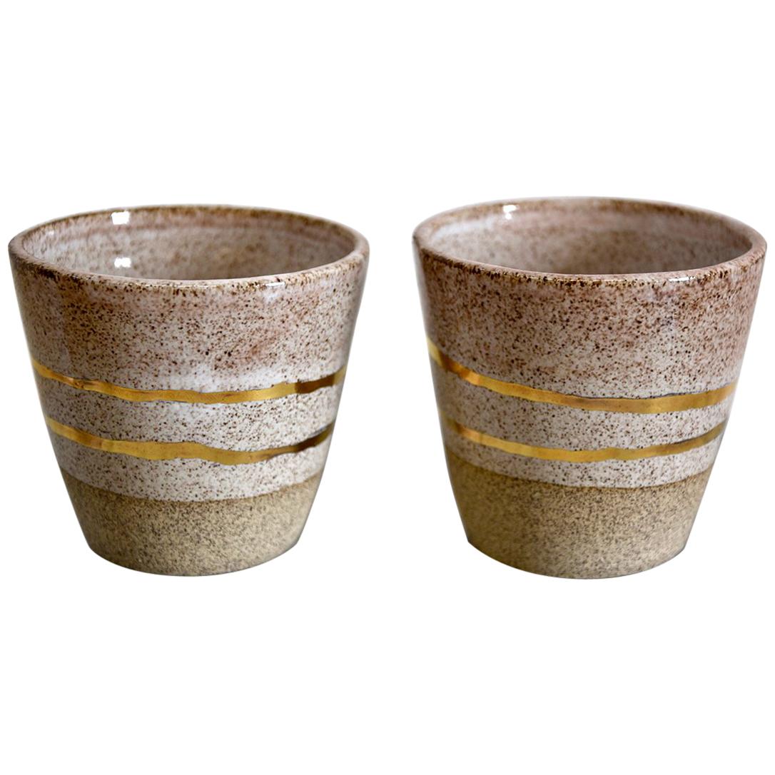 Rose Gold Ceramic Whiskey Cups with 22-Karat Gold Luster by Kim Brown ...