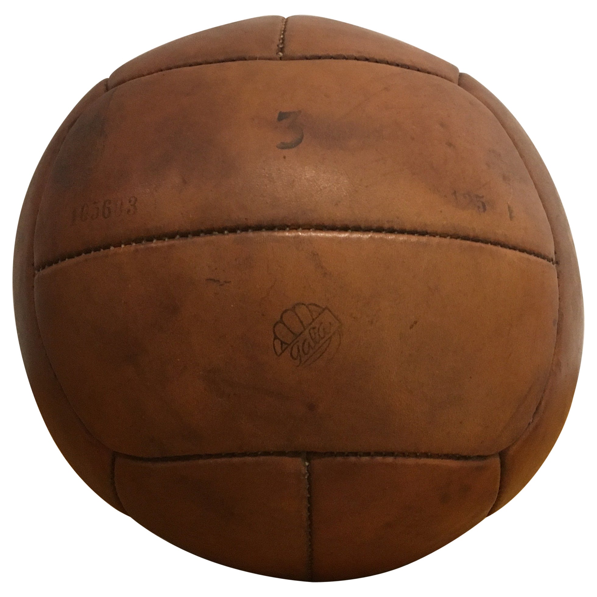 1940s Brown Leather Soccer Ball by John Woodbridge and Sons Ltd at 1stDibs