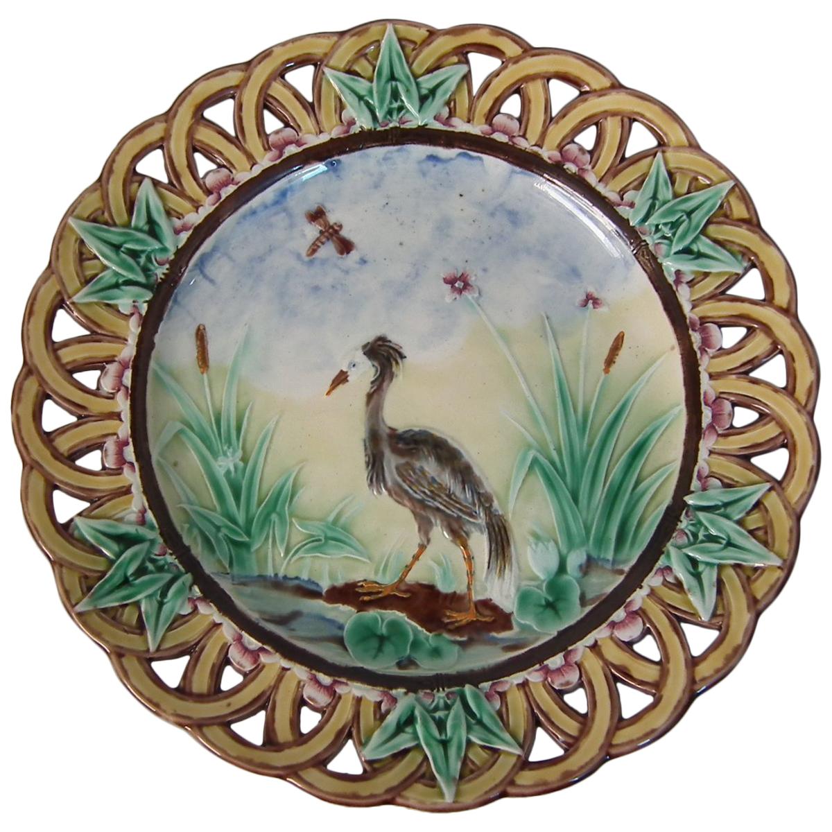 Wedgwood Majolica Hummingbird and Butterfly Plate at 1stDibs