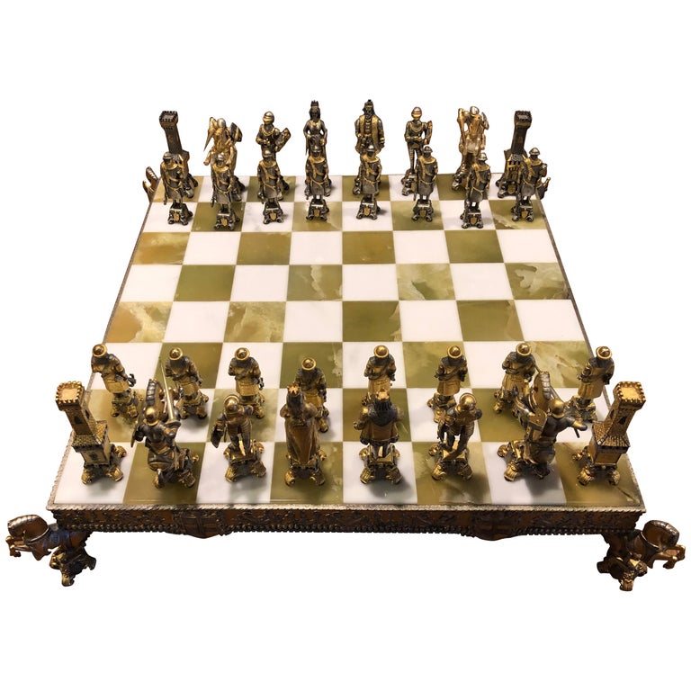 Chess Set Bronze Gold and Silver by Piero Beuzoni/Berfons at 1stDibs