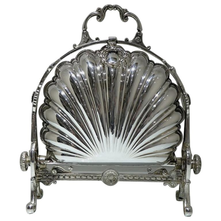 19th Century Antique Victorian Silver Plated Folding Biscuit Box, circa ...