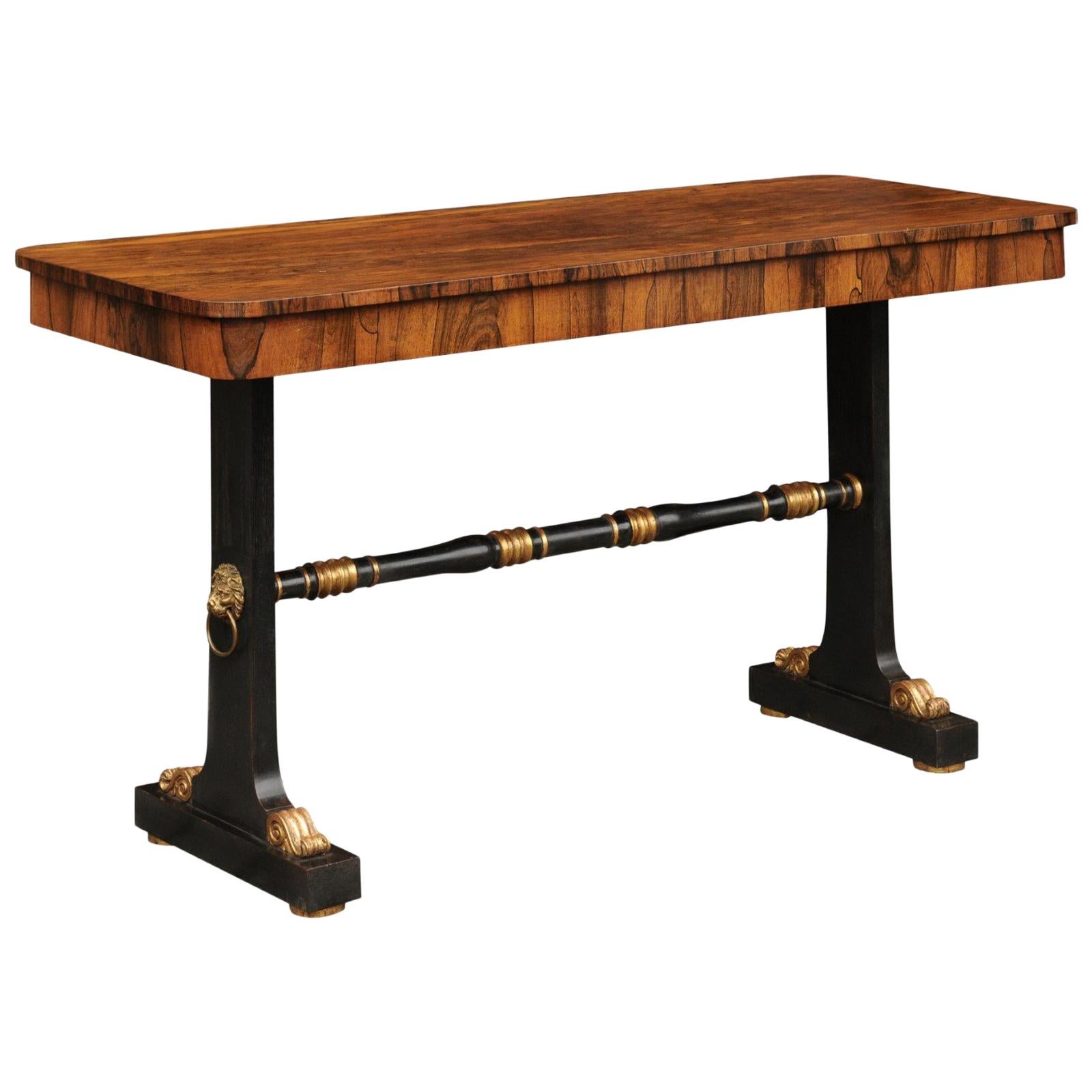 English Regency Console Table circa 1830 with Rosewood Top and Ebonized ...