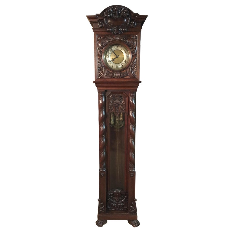 Neo Renaissance grandfather clock, circa 1870 with 2 columns For Sale ...