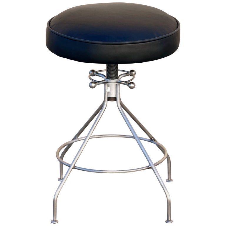 1960s Sputnik Style Stool, Steel and Leather at 1stDibs