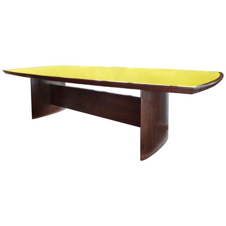 Jacaranda Reverse Painted Glass Top Dining Table by Joaquim Tenreiro ...