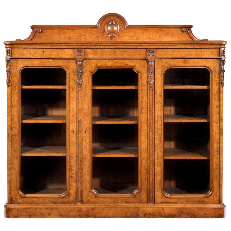 Large 19th Century Victorian Pollard Oak Three-Door Bookcase at 1stDibs