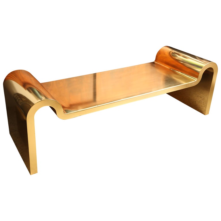 Rare Karl Springer "Sculpture" Bench in Brass at 1stDibs | karl ...