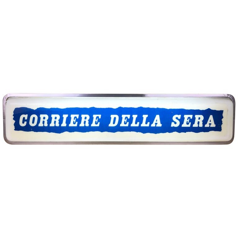 1960s Vintage Blue and White Corriere Della Sera Newspaper Illuminated ...