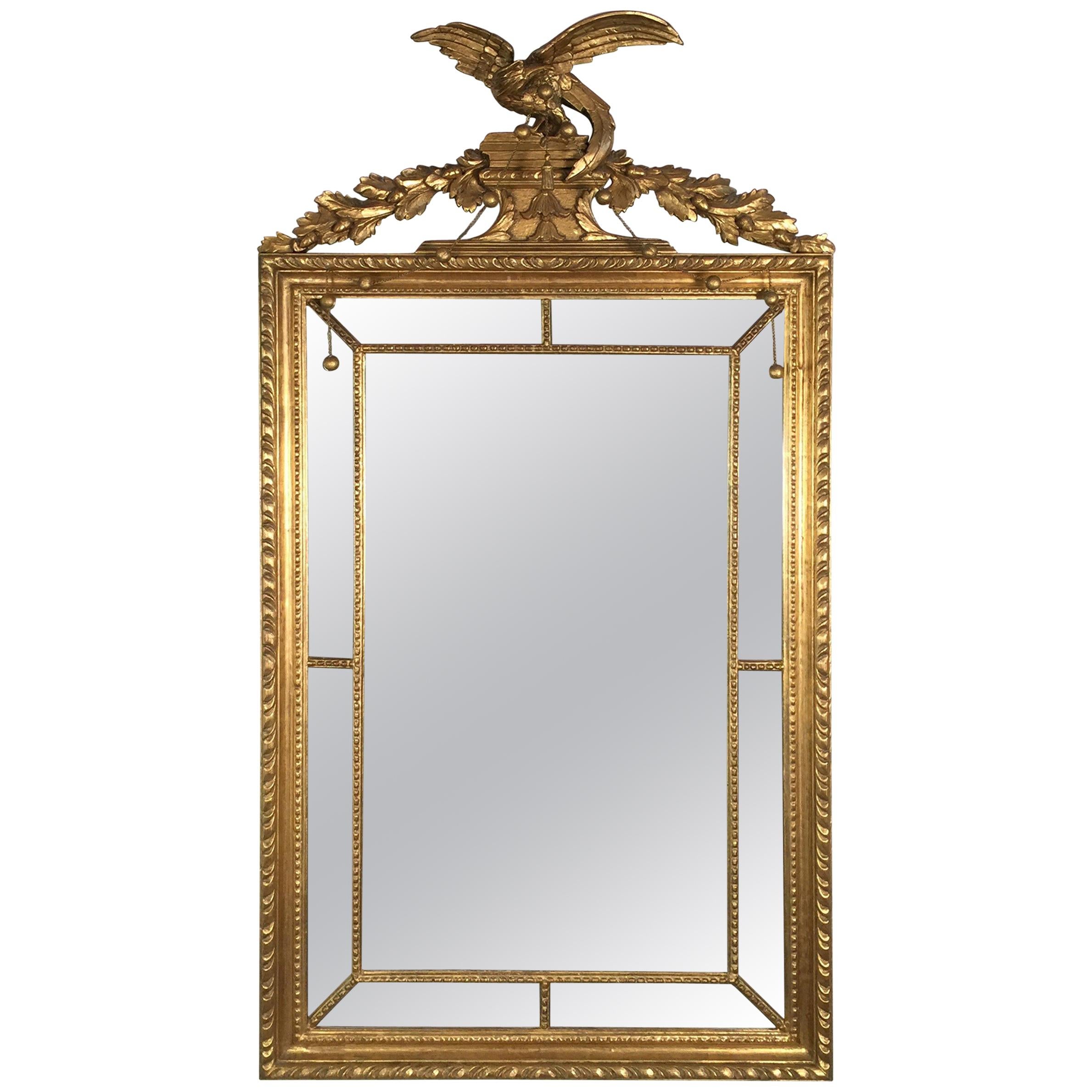 Federal Style Giltwood Mirror with Large Eagle For Sale at 1stDibs