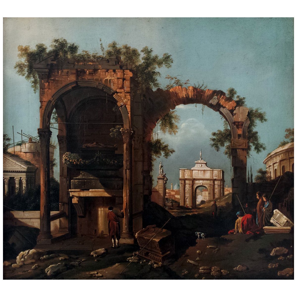 18th Century Italian Baroque Landscape after Magnasco Large Capriccio ...