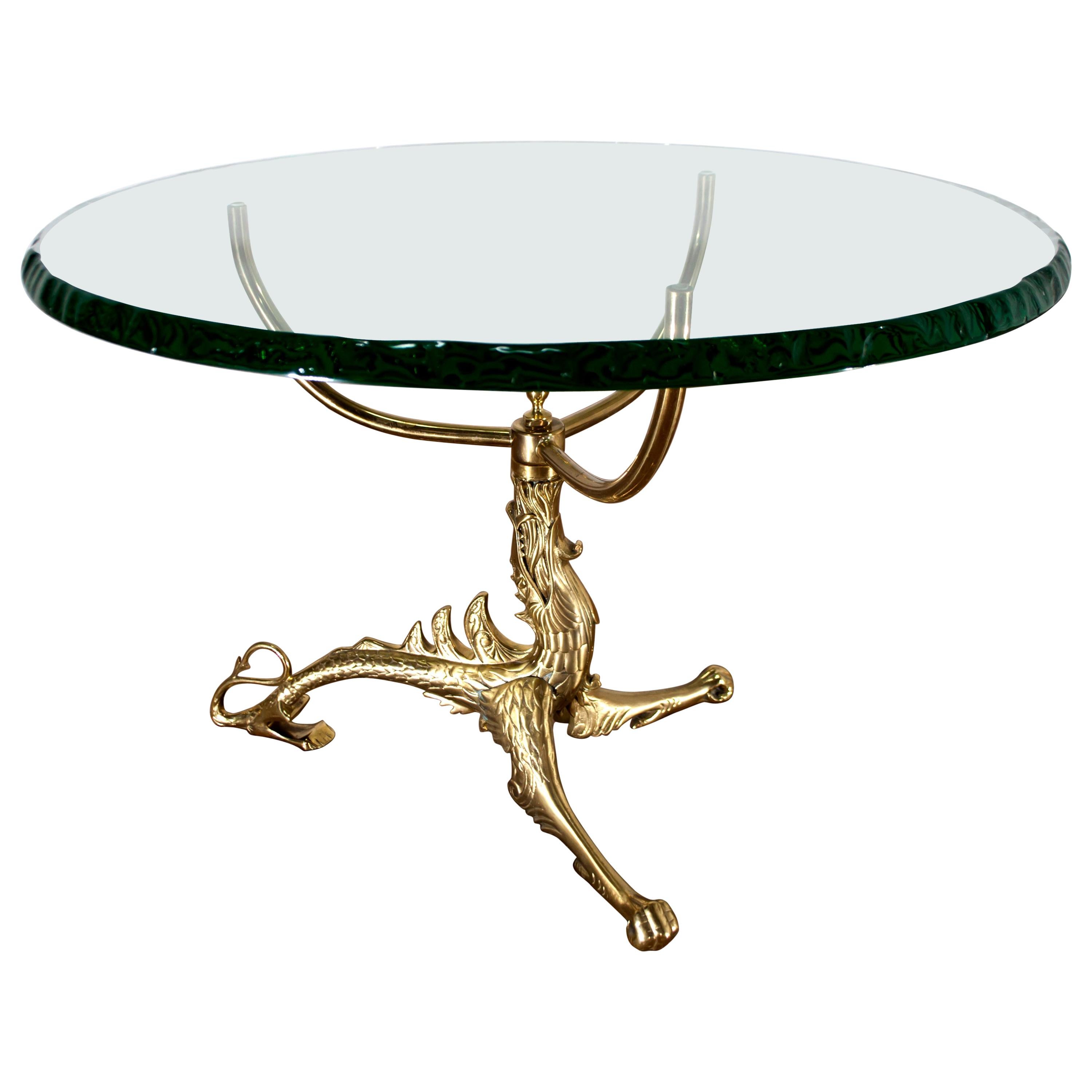 Decorative Brass Dragon Table with Glass Top at 1stDibs
