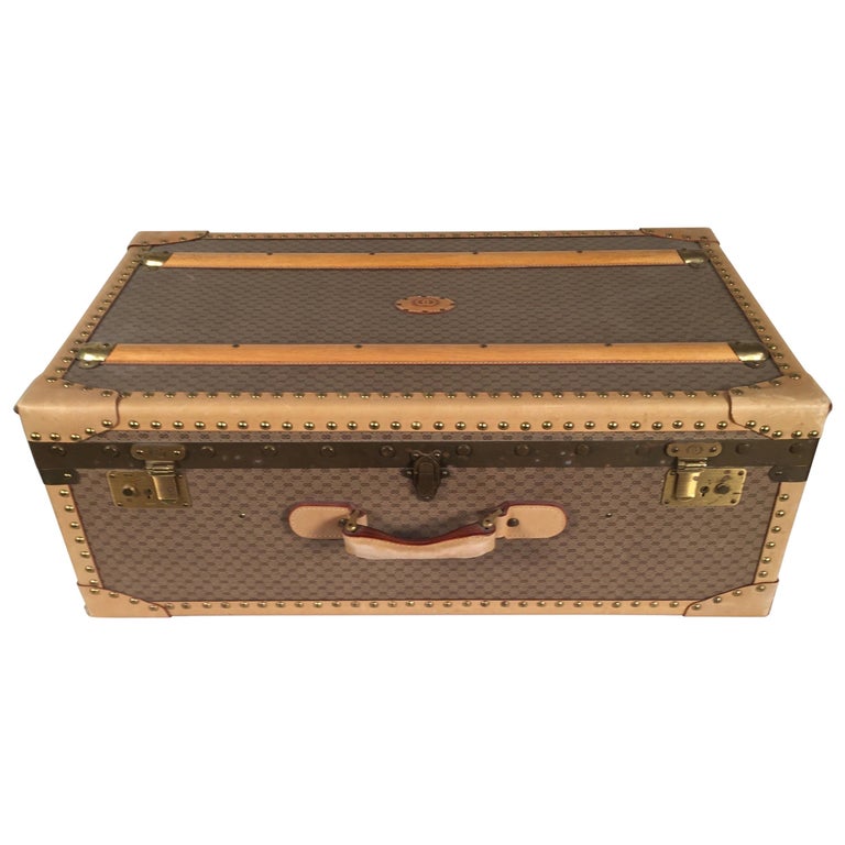Large 1970s Original Gucci Logo Hard Sided Suitcase or Travel Trunk For ...