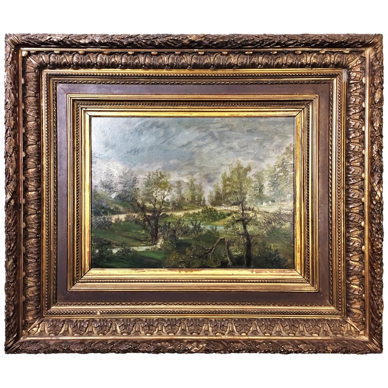 Impressionism School "Landscape with Village" Nice Frame France 19th ...