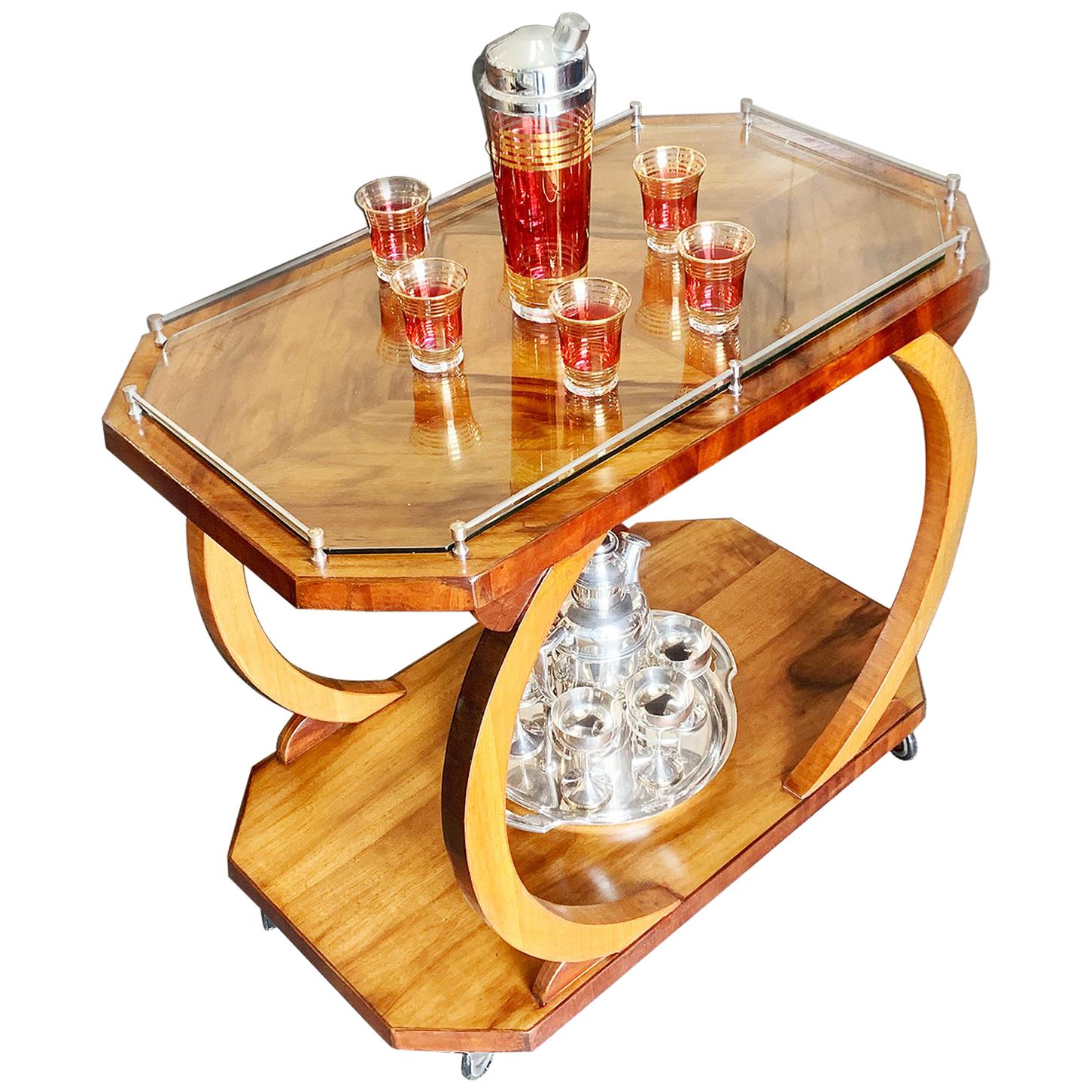 Art Deco Bentwood Circular Trolley Bar Cart at 1stDibs